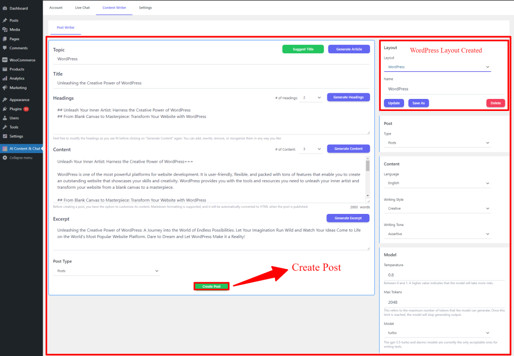 WordPress AI Content Writing with ChatGPT - Asana Plugins